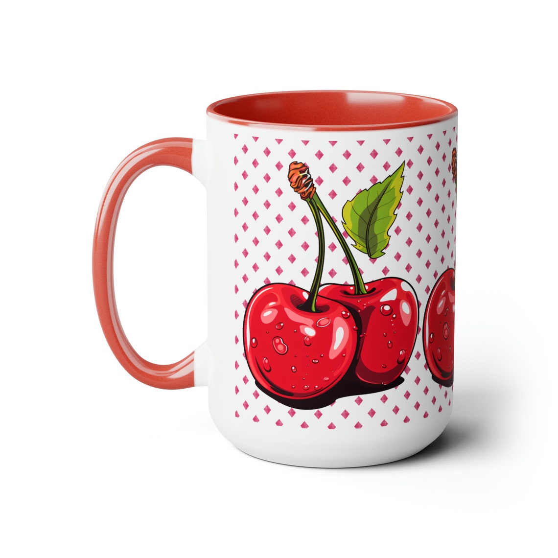 Retro Cherry Mug, Vintage Aesthetic Diamond Berry Dinnerware Home Decor ...