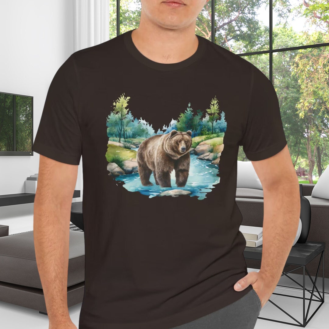 Grizzly Bear Wilderness T-shirt, Unisex Nature Lover Wildlife Plus Size ...