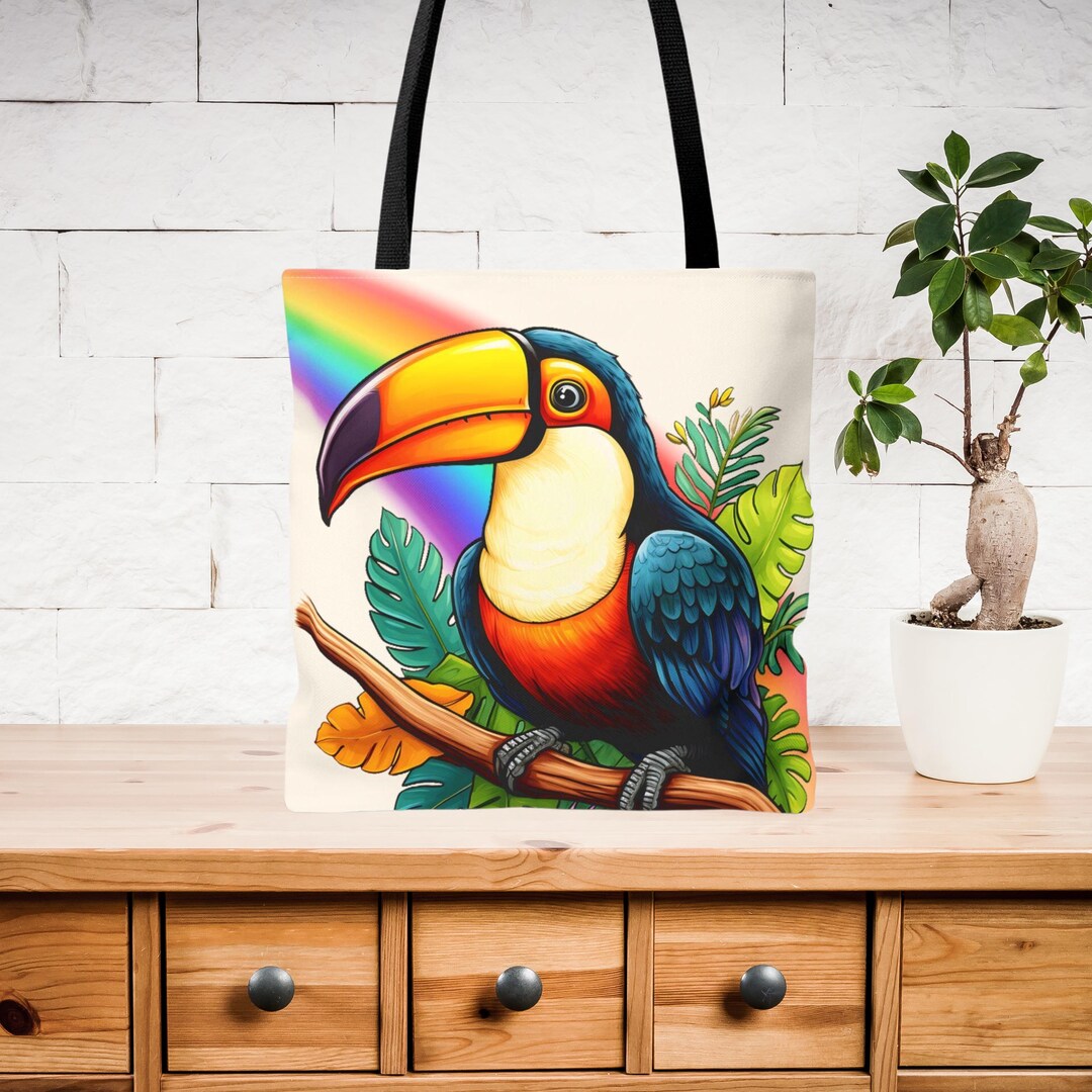 Toucan Rainbow Tote Bag, Tropical Forest Anime Animal Party Favor ...