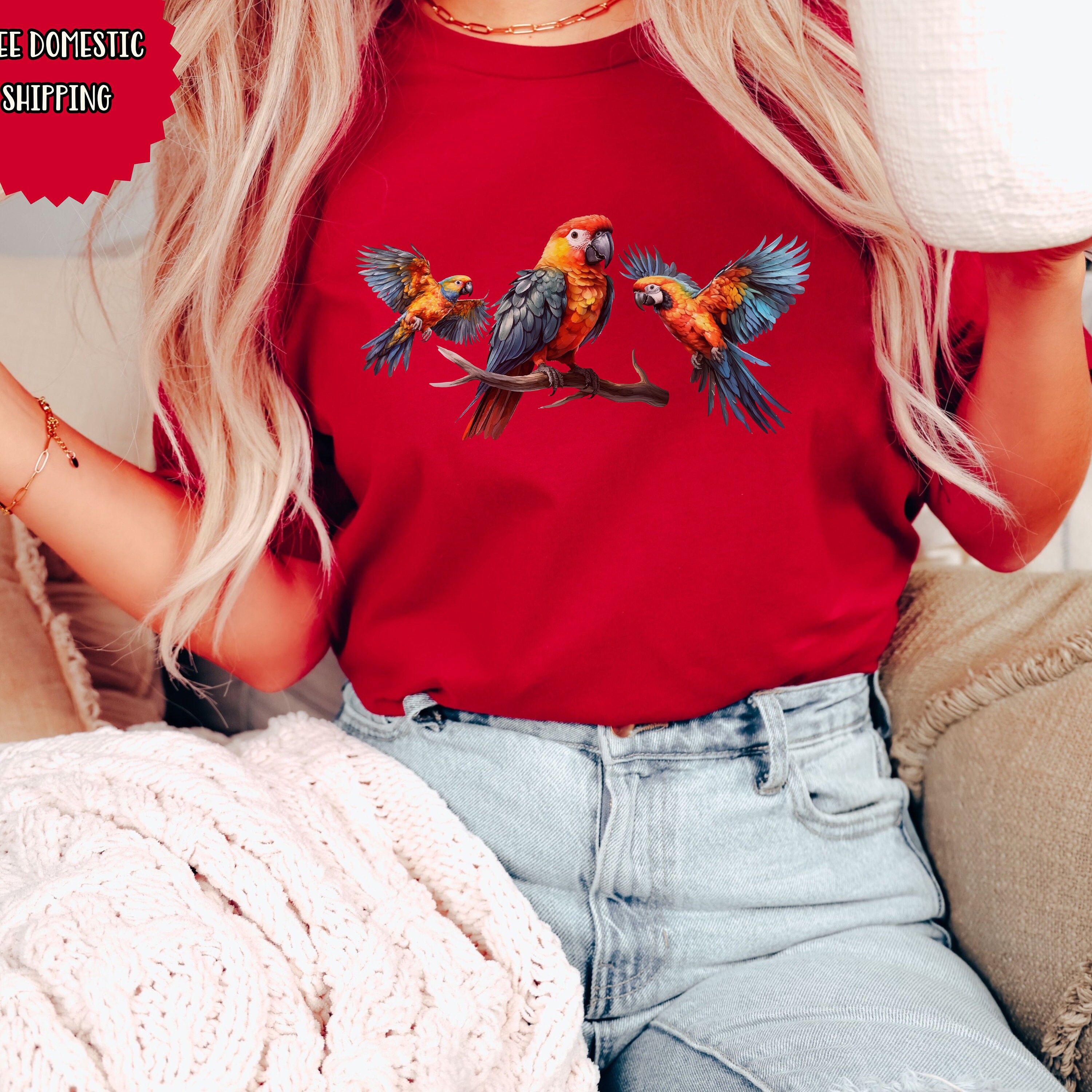 Parrot Bird T-shirt, Tropical Bird Top, Shirt for Parrott Lover, Womens ...