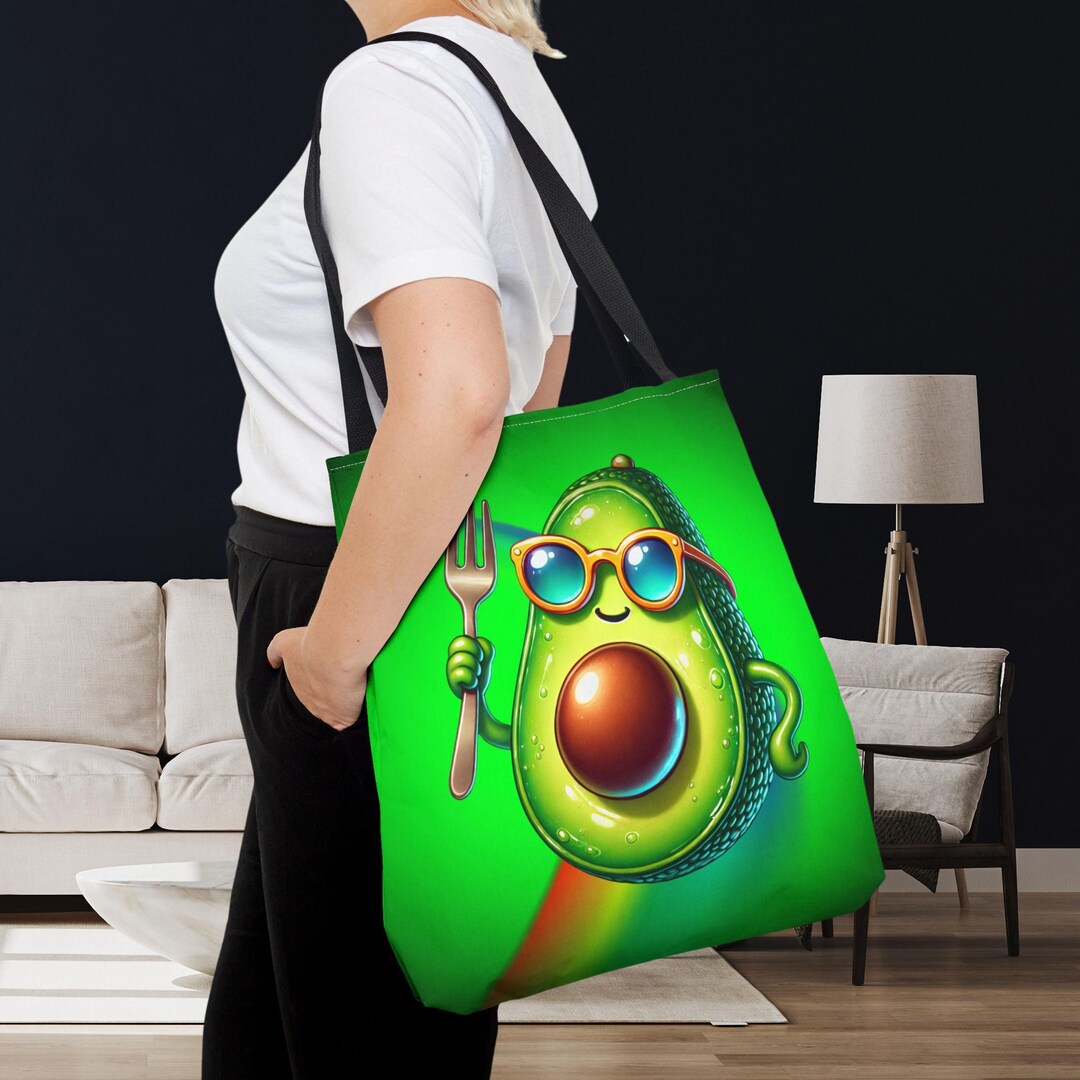 Avacado Anime Mascot Tote Bag, Retro Rainbow Shopping Bag, Mexican Food ...