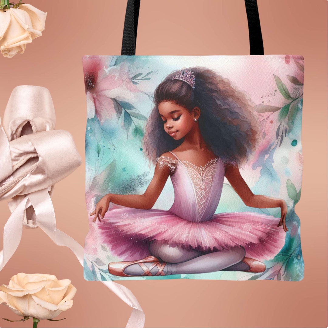 Black Girl Ballerina Tote Bag, Cute Dancing Ballet Princess Love ...