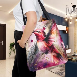 Pink Hummingbird Tote Bag, Bird Wildlife Animal Birdwatcher Travel ...