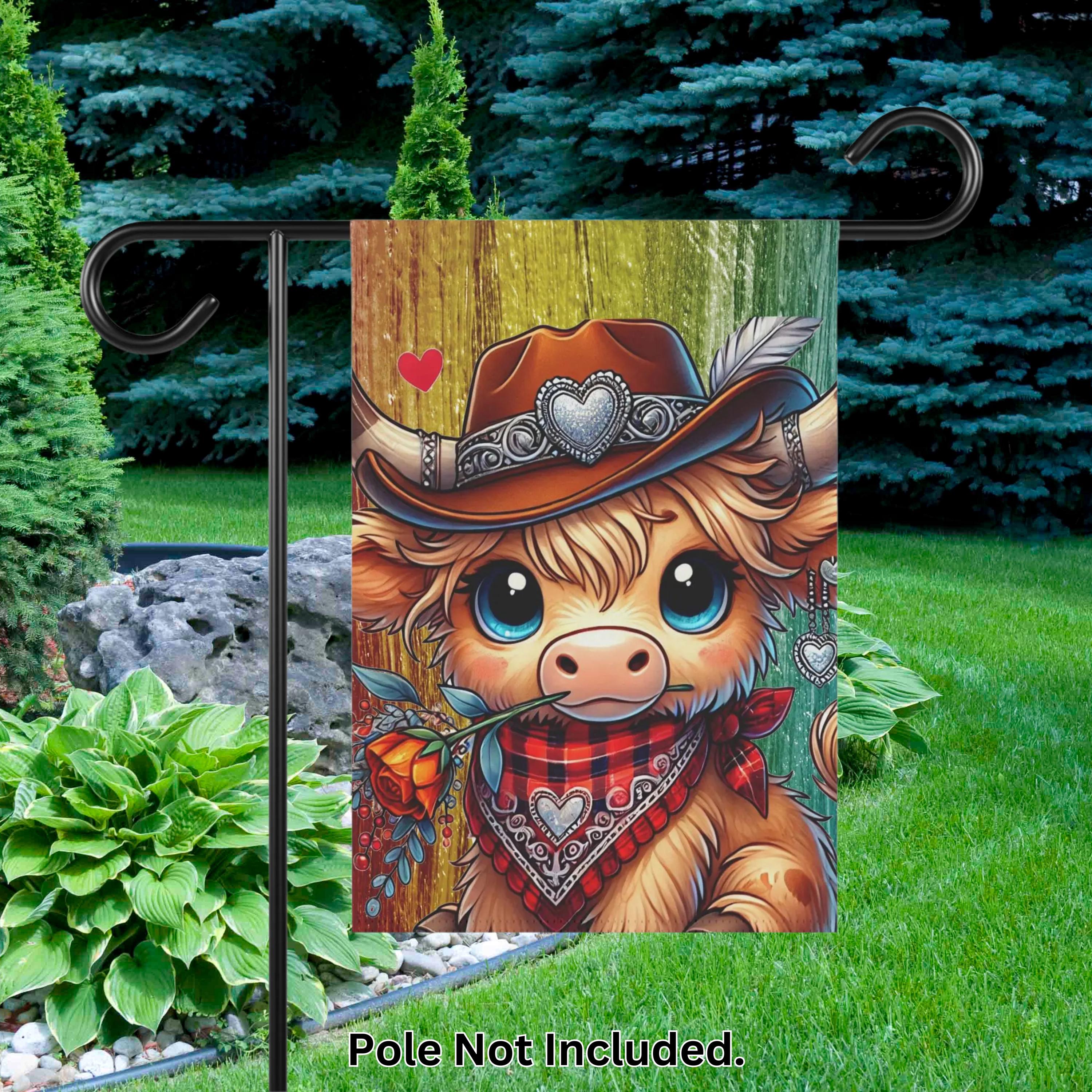 Highland Cow Country Western Cowboy Garden Flag, Cute Farm Animal ...