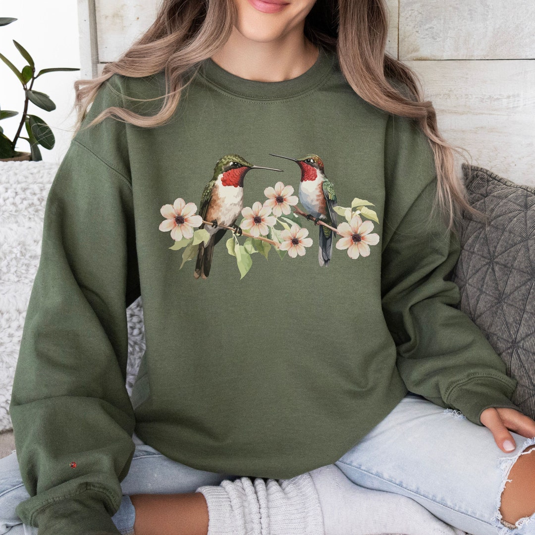 Hummingbird Sweatshirt, Spring Bird Lover Top, Bird Watcher Shirt, Love ...