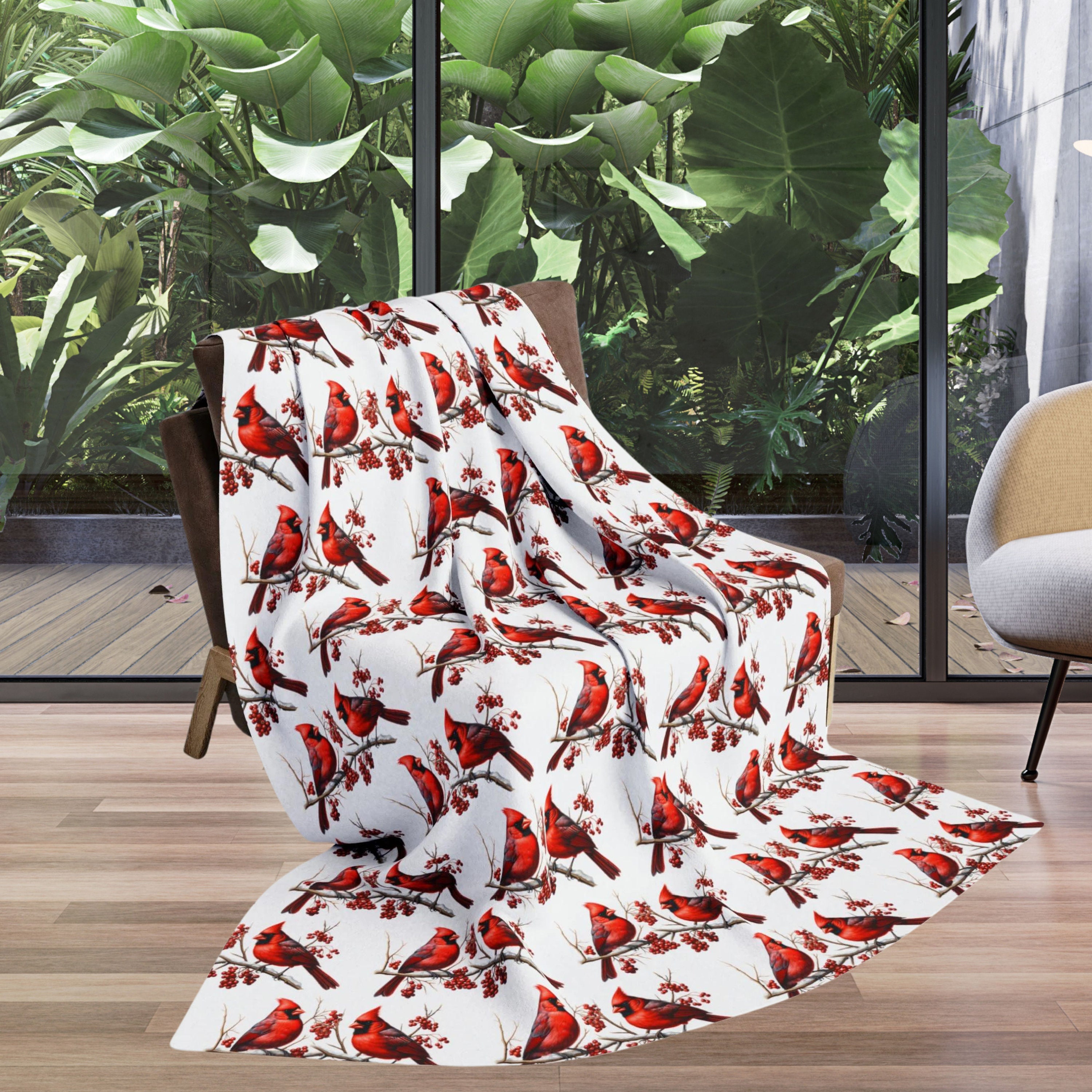 Cardinal Bird Fleece Blanket, Cardinal Bird Home Decor, Bird Watcher ...