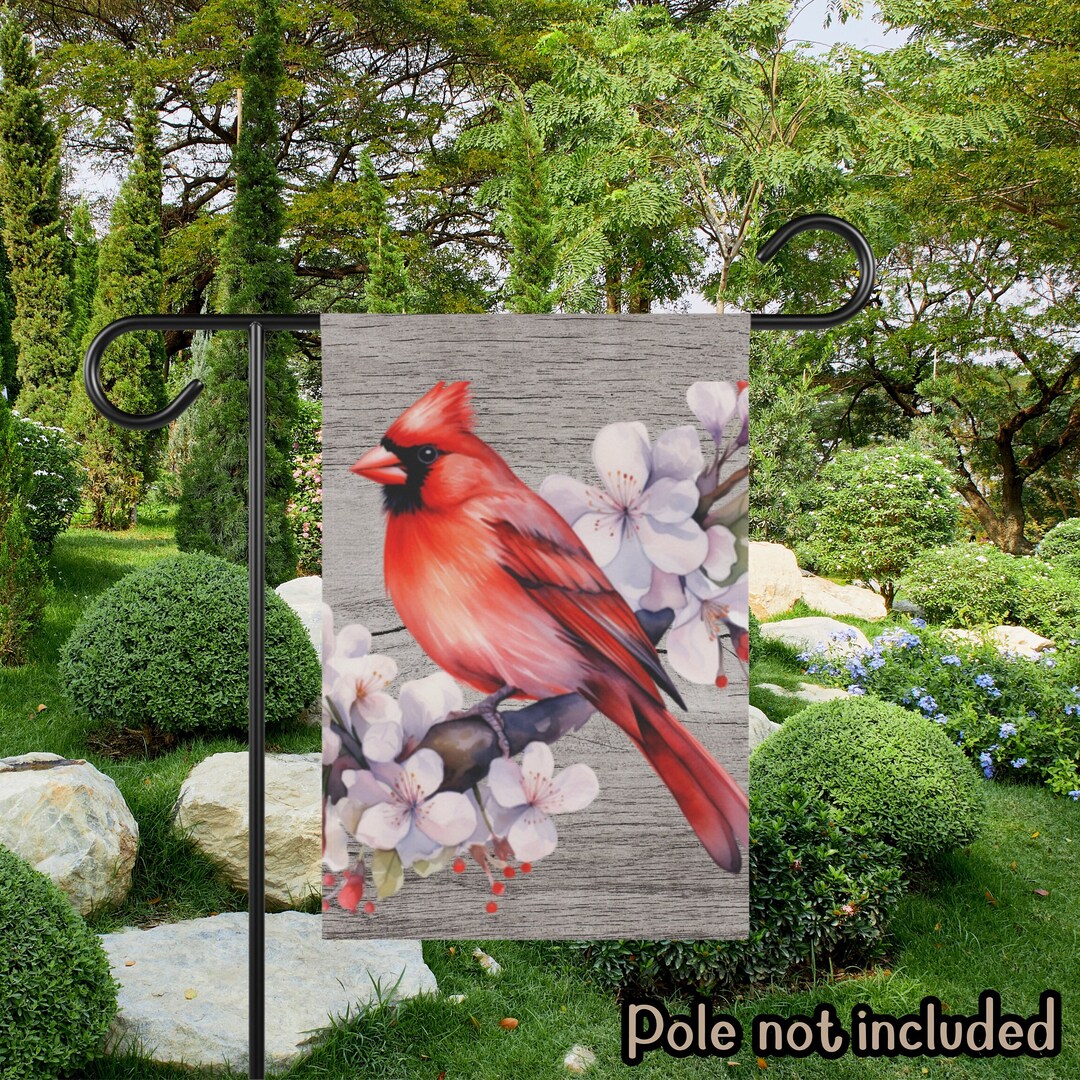 Cardinal Bird Garden Flag, Animal Wildlife Gardener Gift, Backyard ...