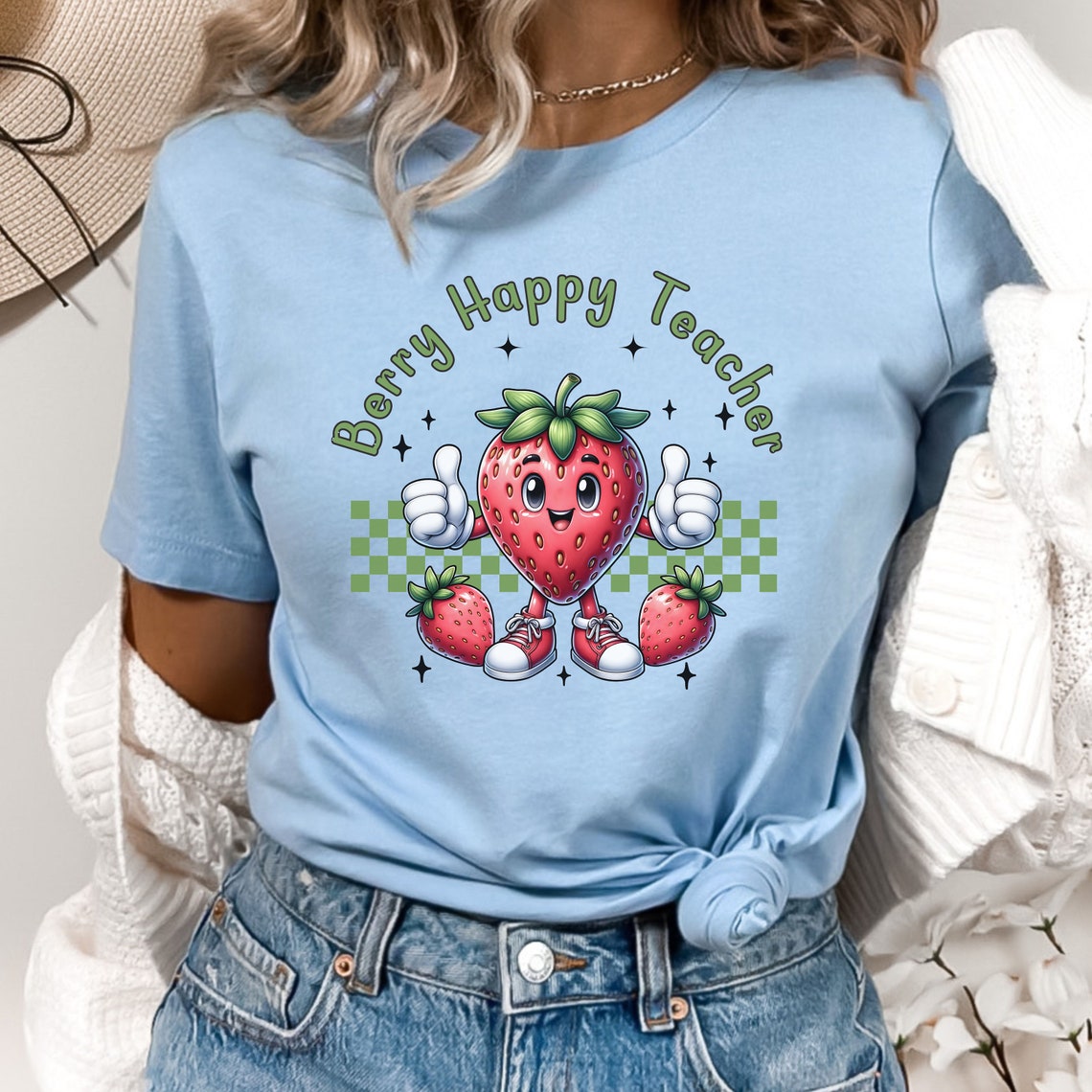 Retro Strawberry Teacher T-shirt, Cute Funny Schoolteacher Saying Pun ...