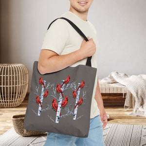Cardinal Bird Tote Bag, Red Bird Large Travel Bag, Birdwatcher Bookbag ...