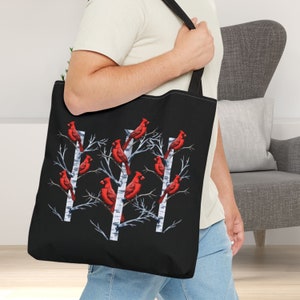 Cardinal Bird Tote Bag, Unisex Birdwatcher Gift Idea, Red Cardinal Bird ...
