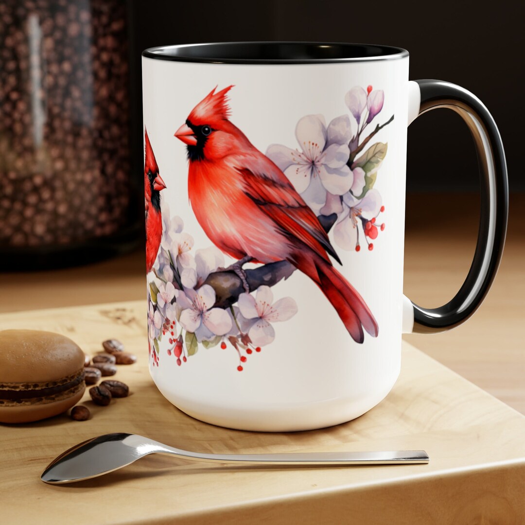 Cardinal Birds Mug, Red Bird Coffee Mug Home Decor Kitchen Dinnerware ...