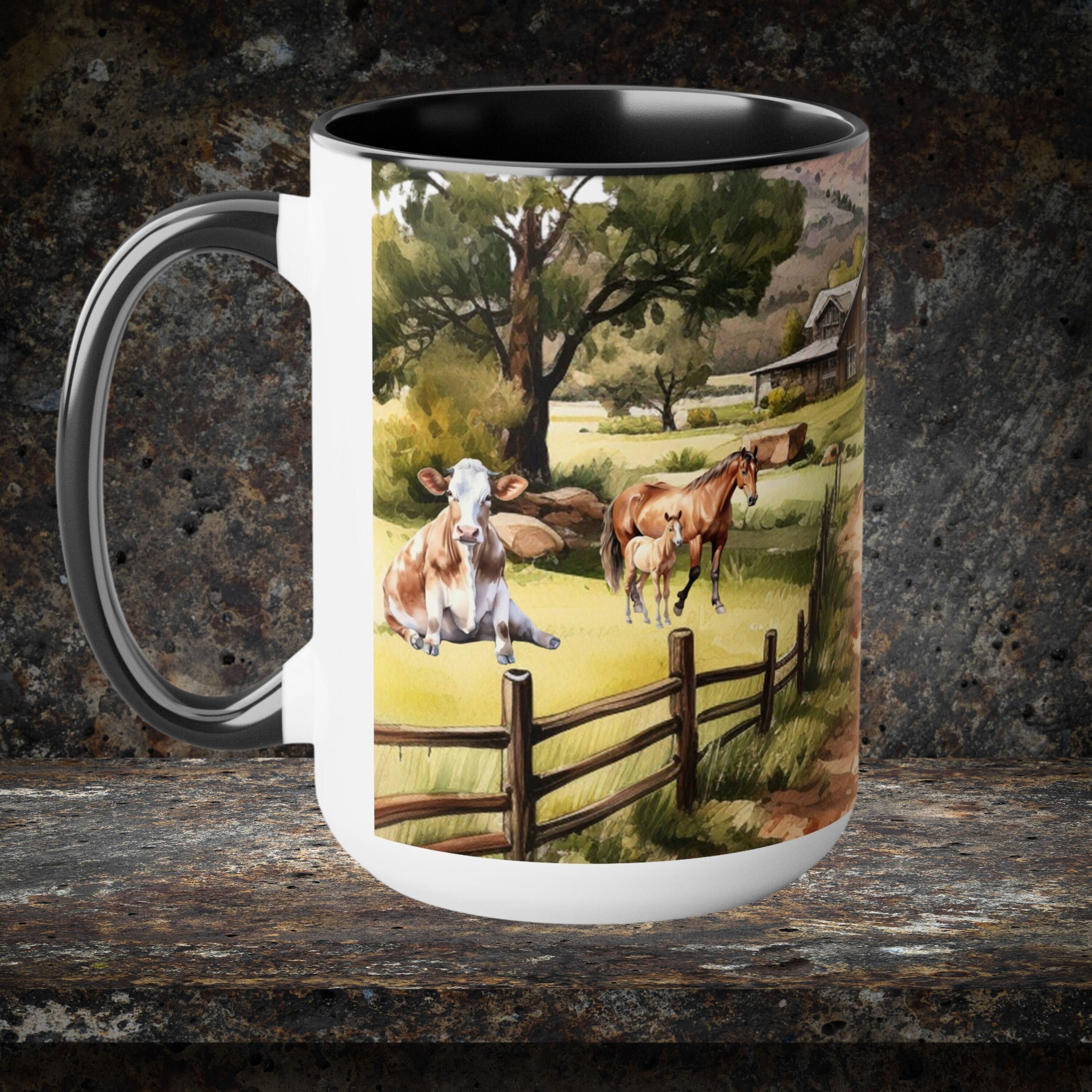 Barnyard Farm Animal Large 15oz Coffee Mug, Cow Dinnerware Home Decor ...