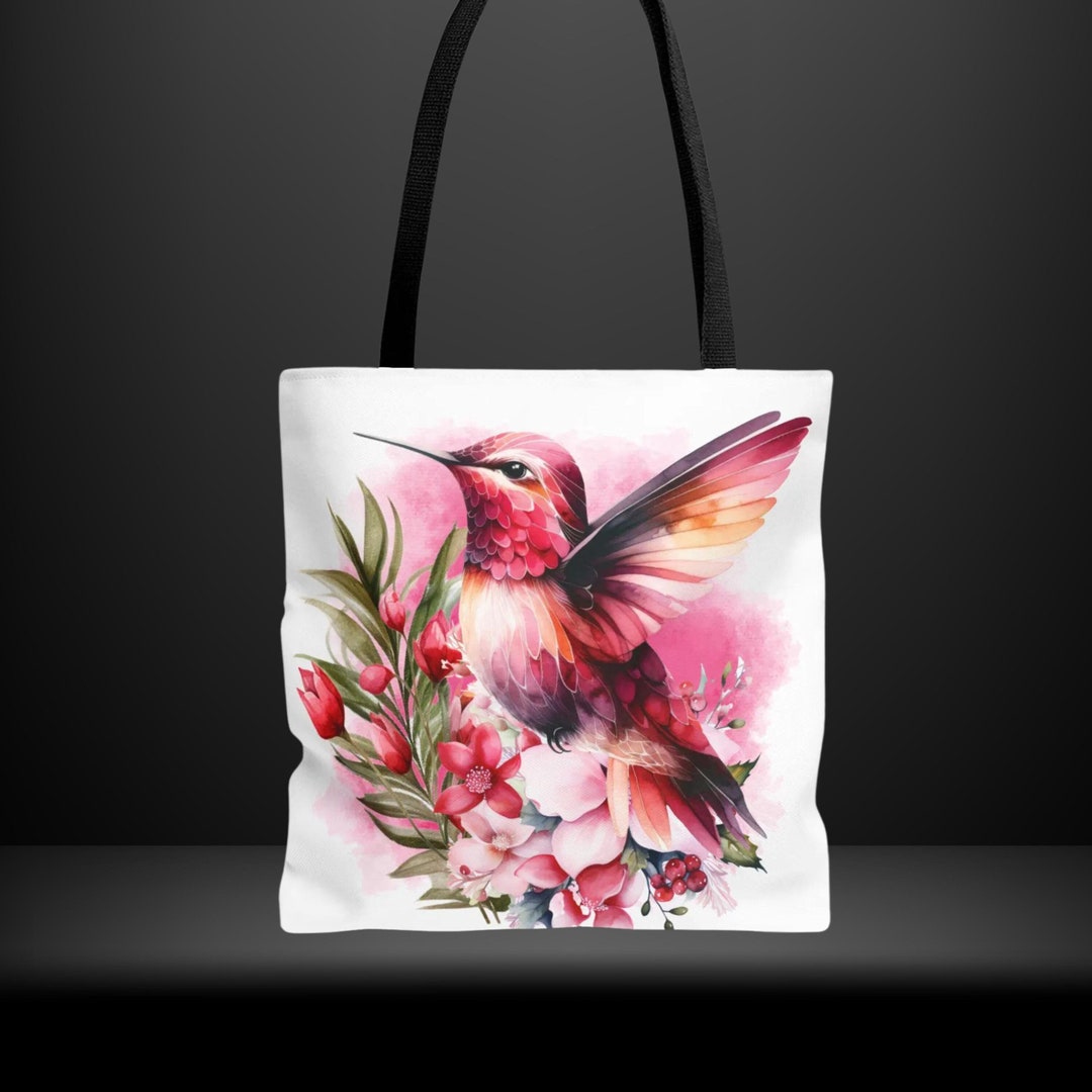 Hummingbird Floral Tote Bag, Birdwatcher Carryall Sack, Wedding Bride ...