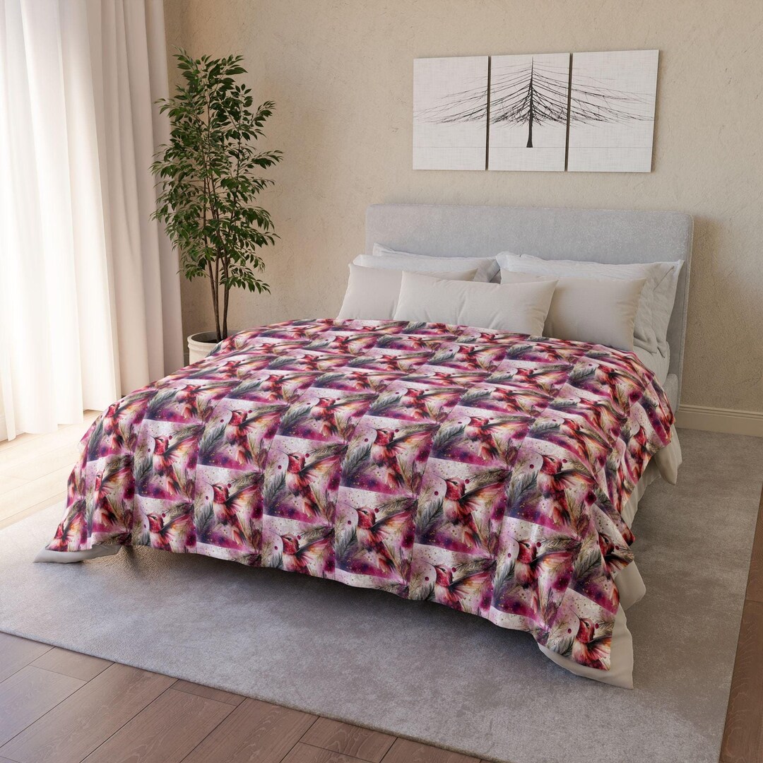 Pink Hummingbird Blanket, Bird Home Decor Bedroom Accent Bedding Sofa ...
