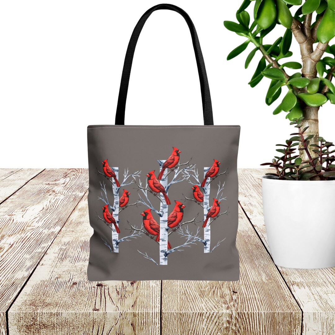 Cardinal Bird Tote Bag, Red Bird Large Travel Bag, Birdwatcher Bookbag ...