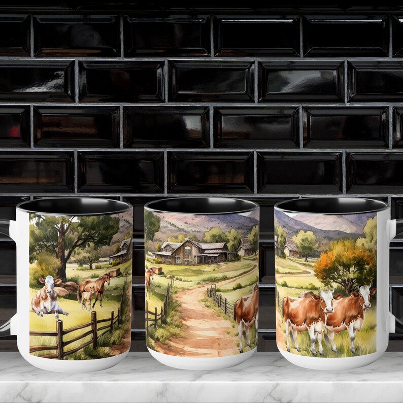 Barnyard Farm Animal Large 15oz Coffee Mug, Cow Dinnerware Home Decor ...