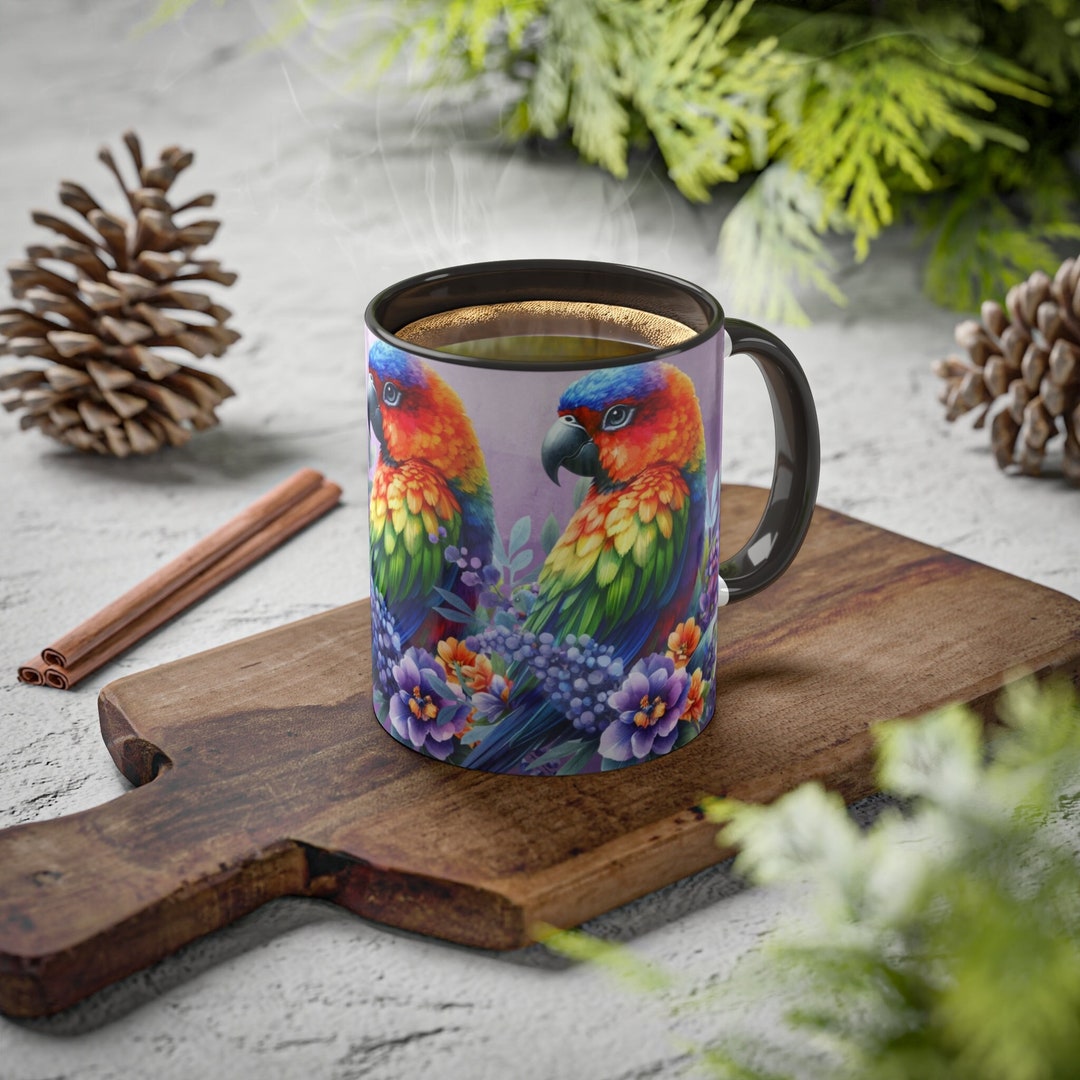 Parrot Bird Mug, Colorful Tropical Bird Dinnerware Home Decor Gift for ...