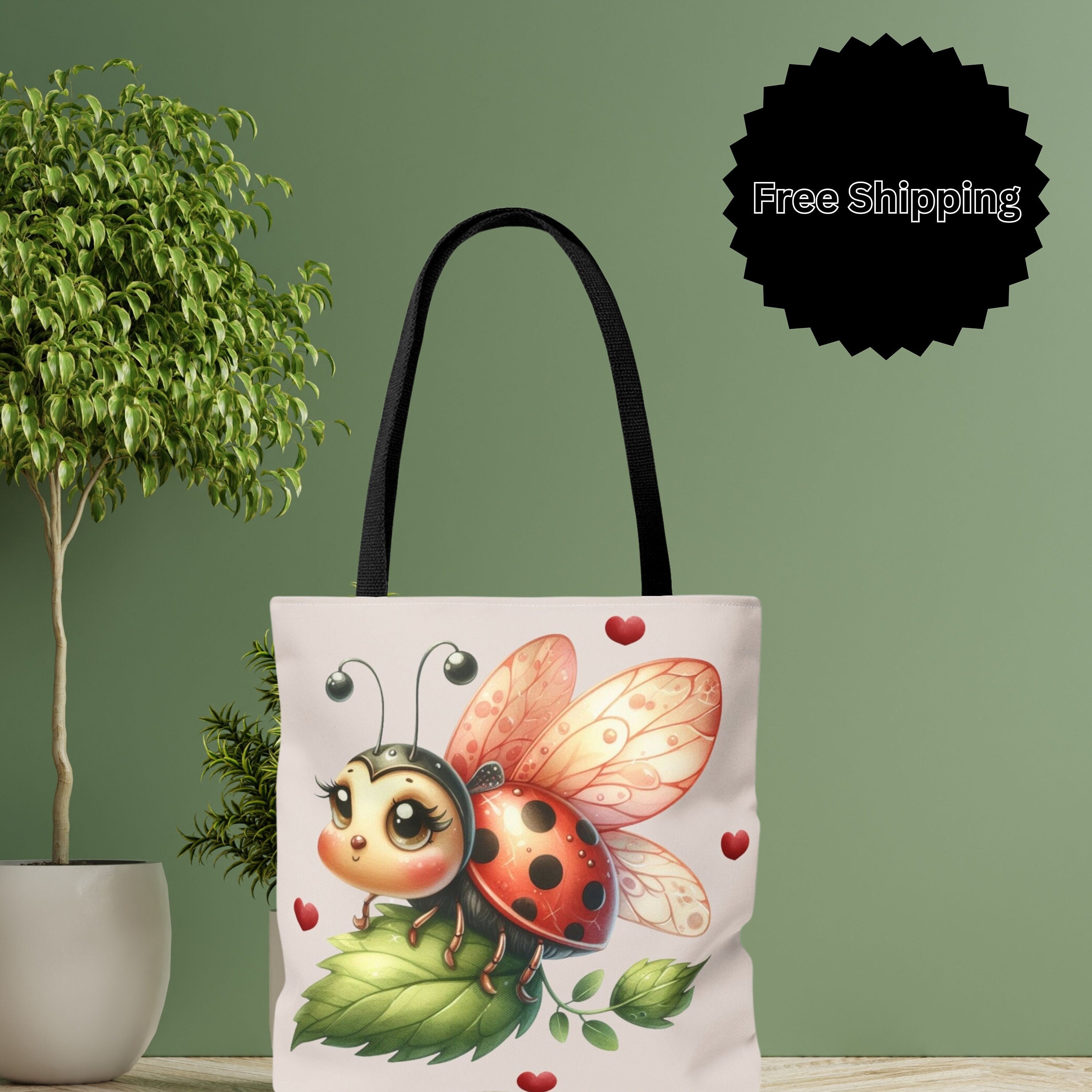 Ladybug Heart Tote Bag, Large Garden Insect Bag, Spring Gardener Gift ...