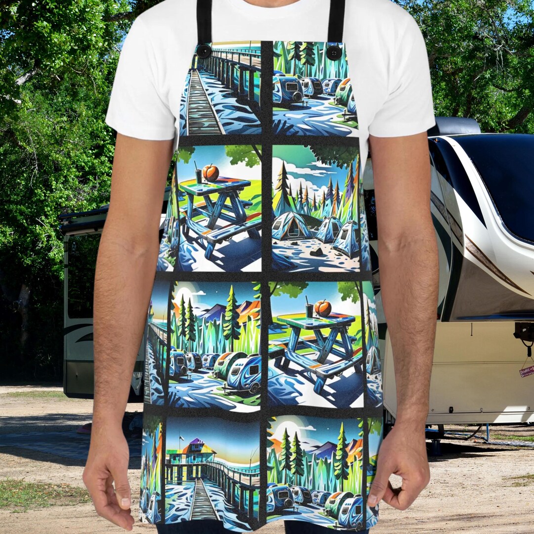 Camping Picnic BBQ Cookout Apron, Love to Camper Grill Gift for Cabin ...