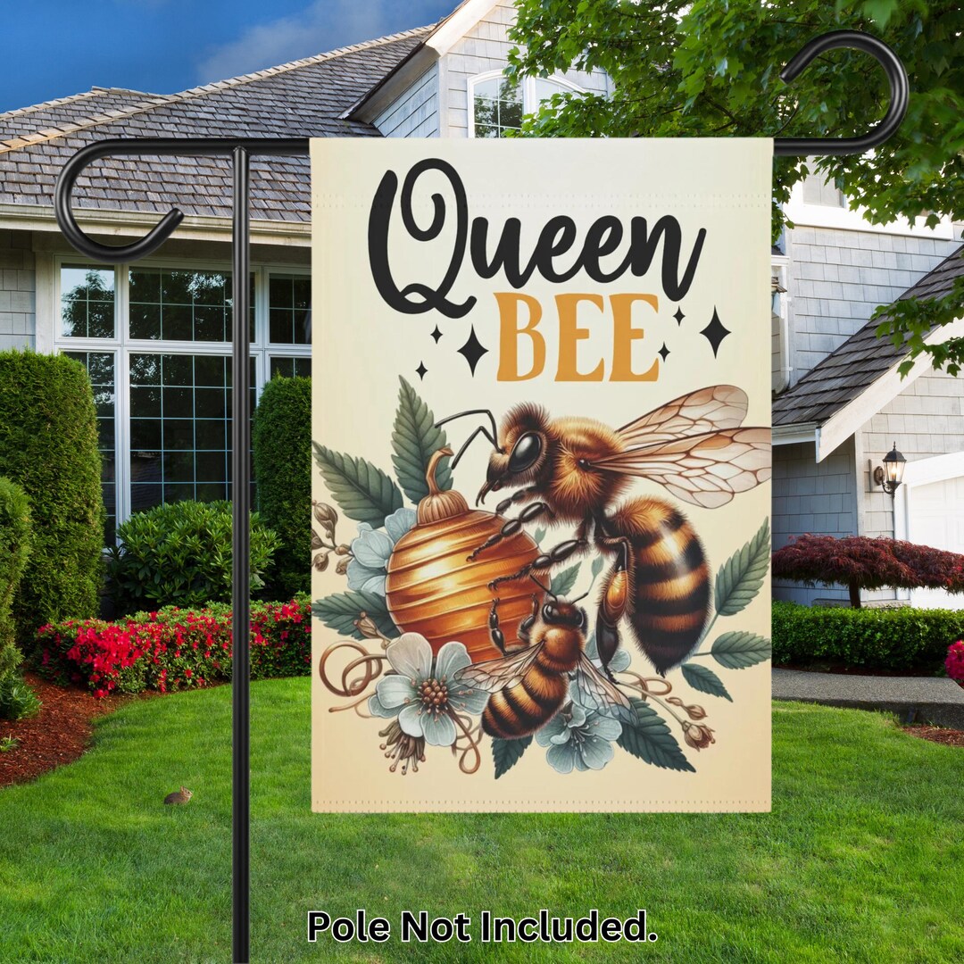 Queen Bee Garden Flag, Cute Honeybee Yard Banner, Outdoor Home Decor ...