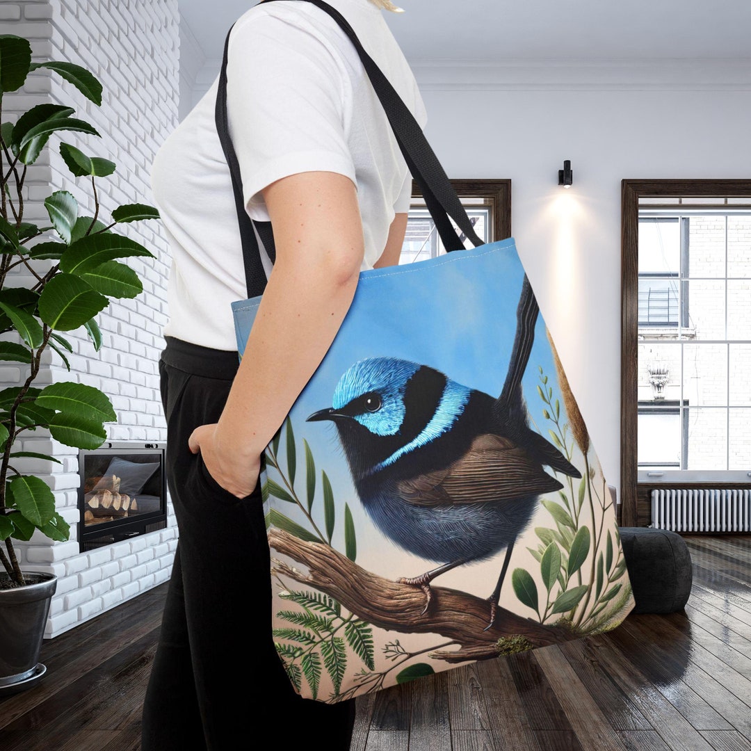 Blue Bird Animal Tote Bag, Bird Watcher Travel Carryall Sack ...