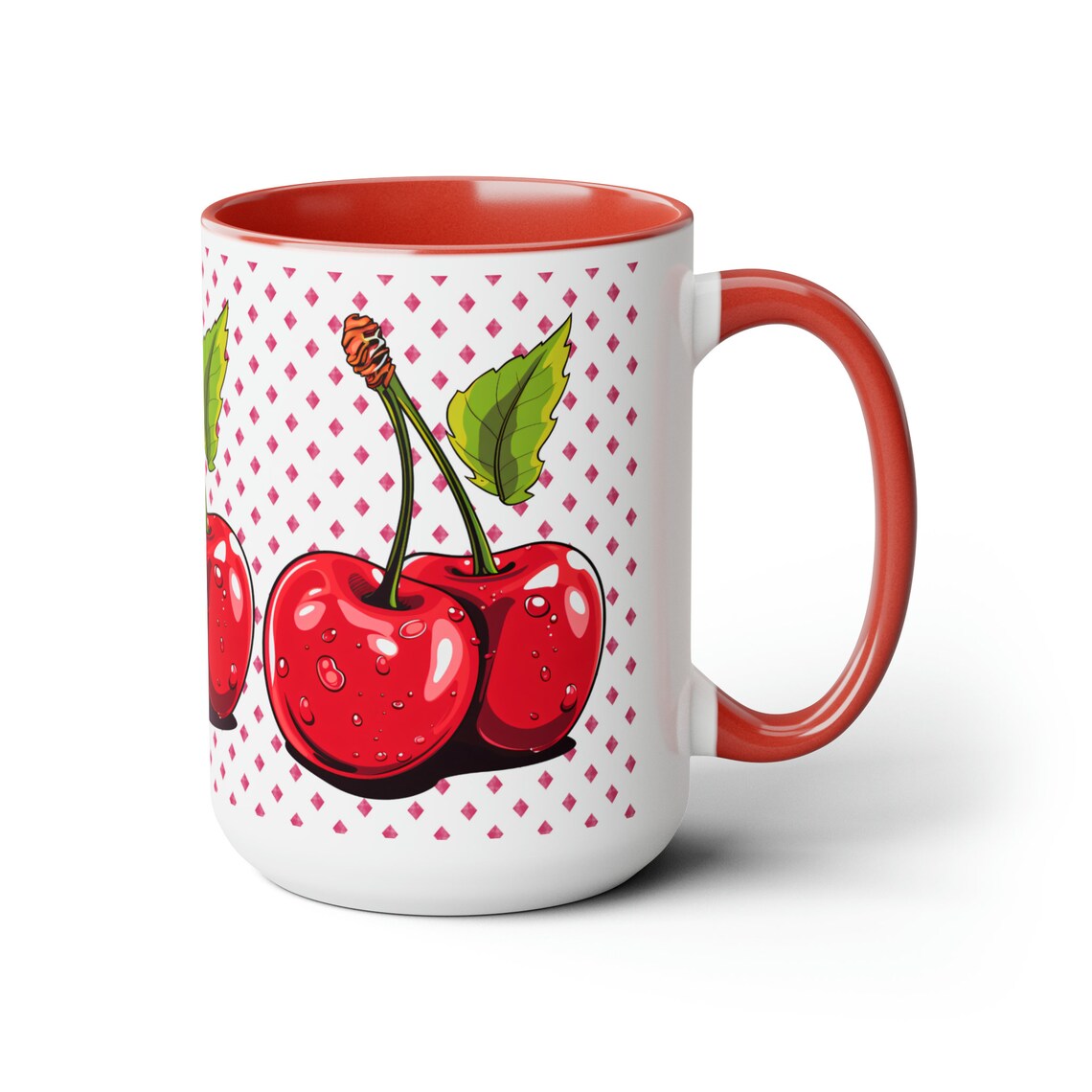 Retro Cherry Mug, Vintage Aesthetic Diamond Berry Dinnerware Home Decor ...
