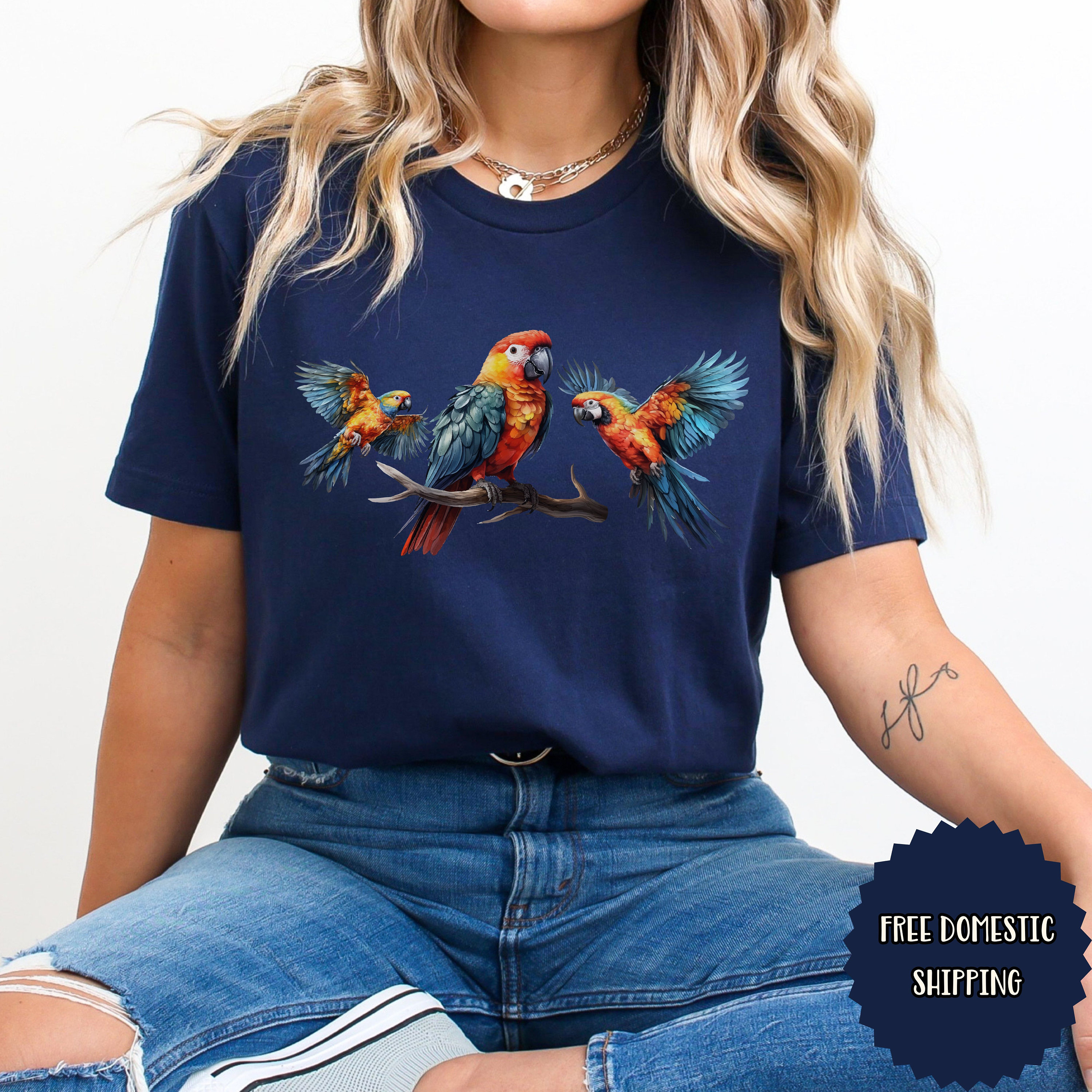 Parrot Bird T-shirt, Tropical Bird Top, Shirt for Parrott Lover, Womens ...