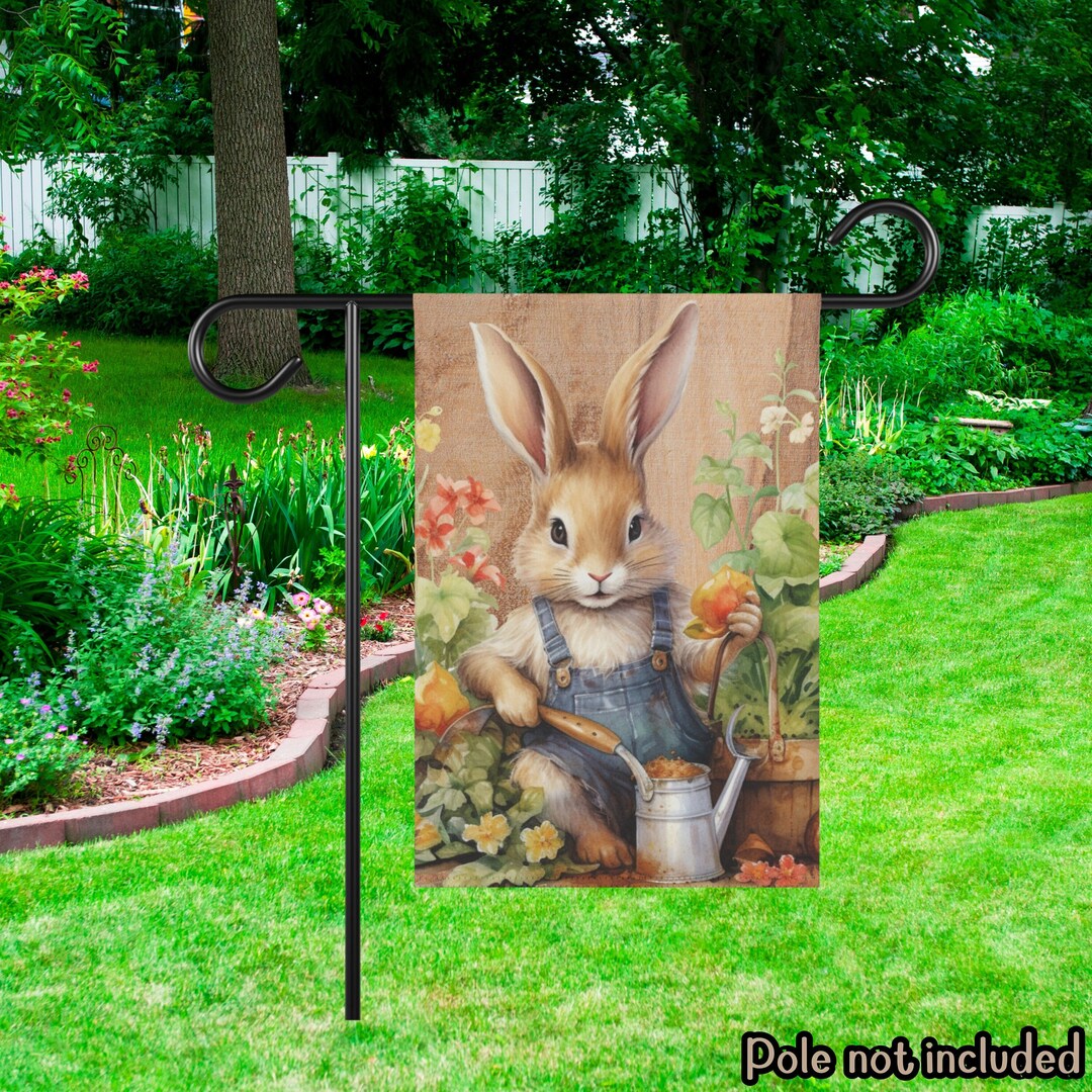 Bunny Rabbit Gardener Yard Flag, Outdoor Home Decor Gift for Garden ...