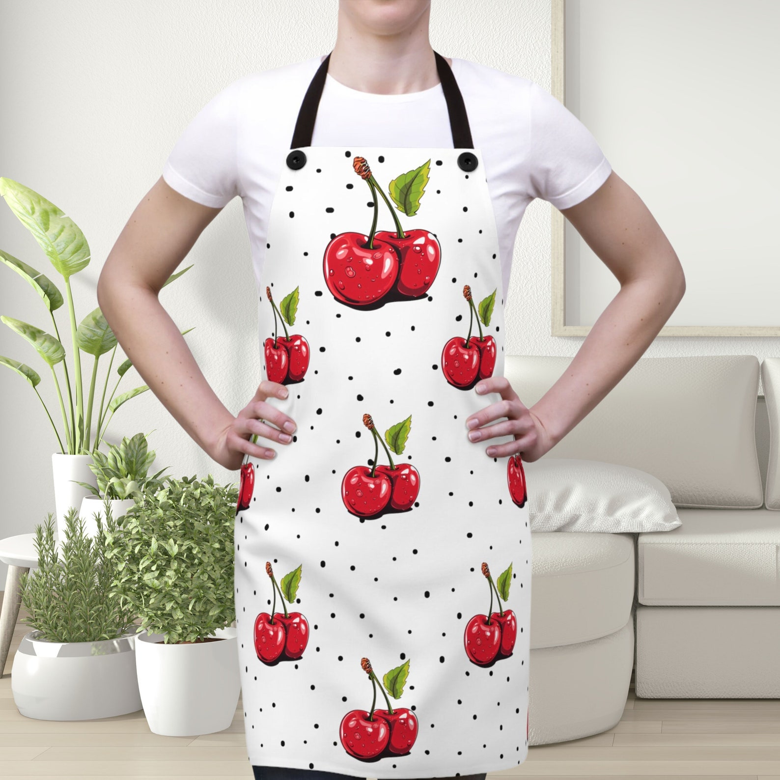 Retro Cherry Apron, Berry Kitchen Accessories, Vintage Aesthetic New ...