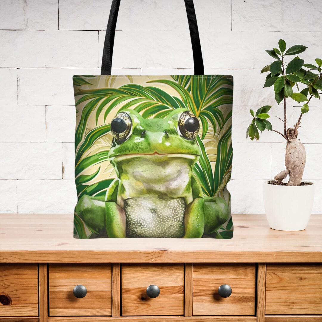 Frog Tote Bag, Toad Amphibian Travel Carryall Sack, Croaker Party Favor ...