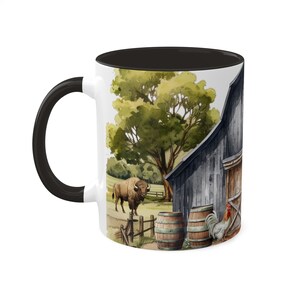 Farm Mug, Barn Animal Coffee Cup, Rustic Vintage Aesthetics, Bison ...