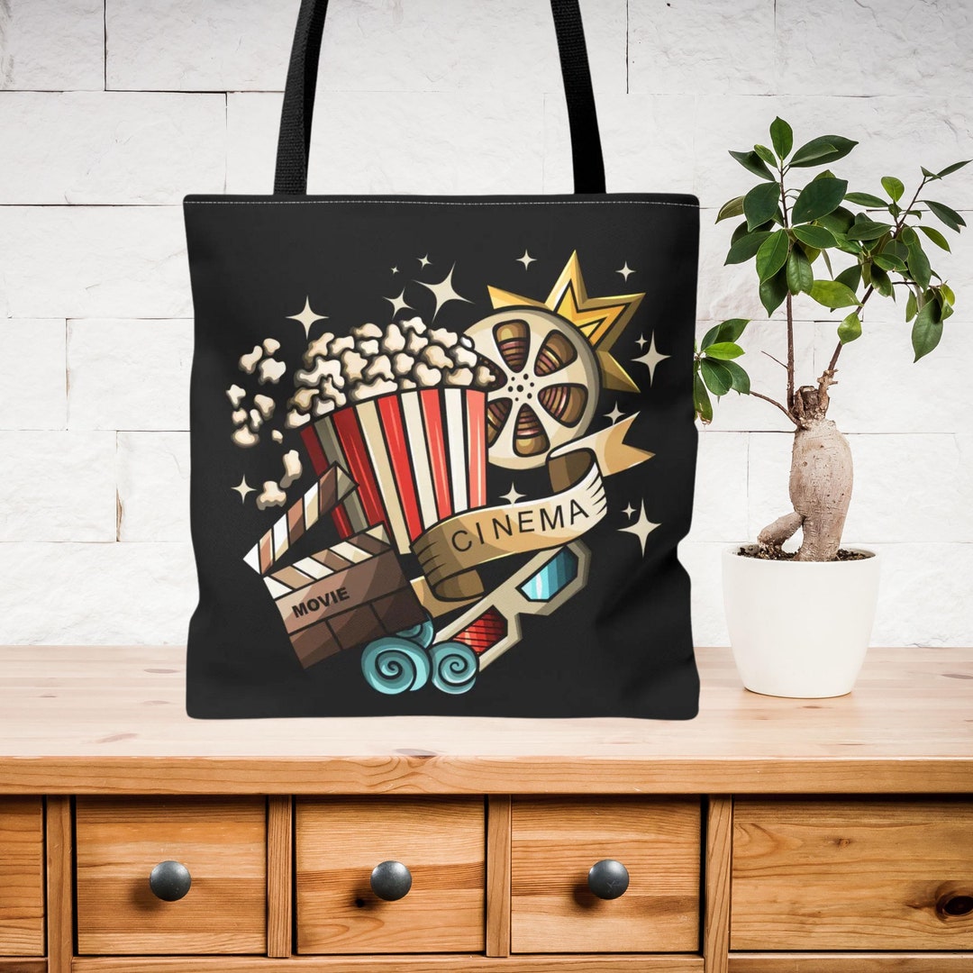 Movie Theme Tote Bag, Vintage Retro Nostalgia Old Fashioned Cinema ...
