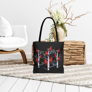 Cardinal Bird Tote Bag, Unisex Birdwatcher Gift Idea, Red Cardinal Bird ...