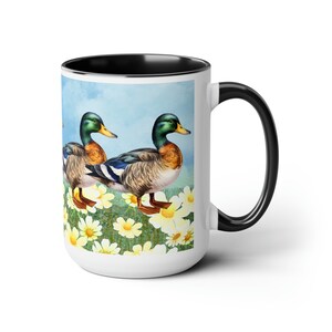 Duck Daisy Flower Mug, Mallard Bird Wildlife Dinnerware Home Decor ...