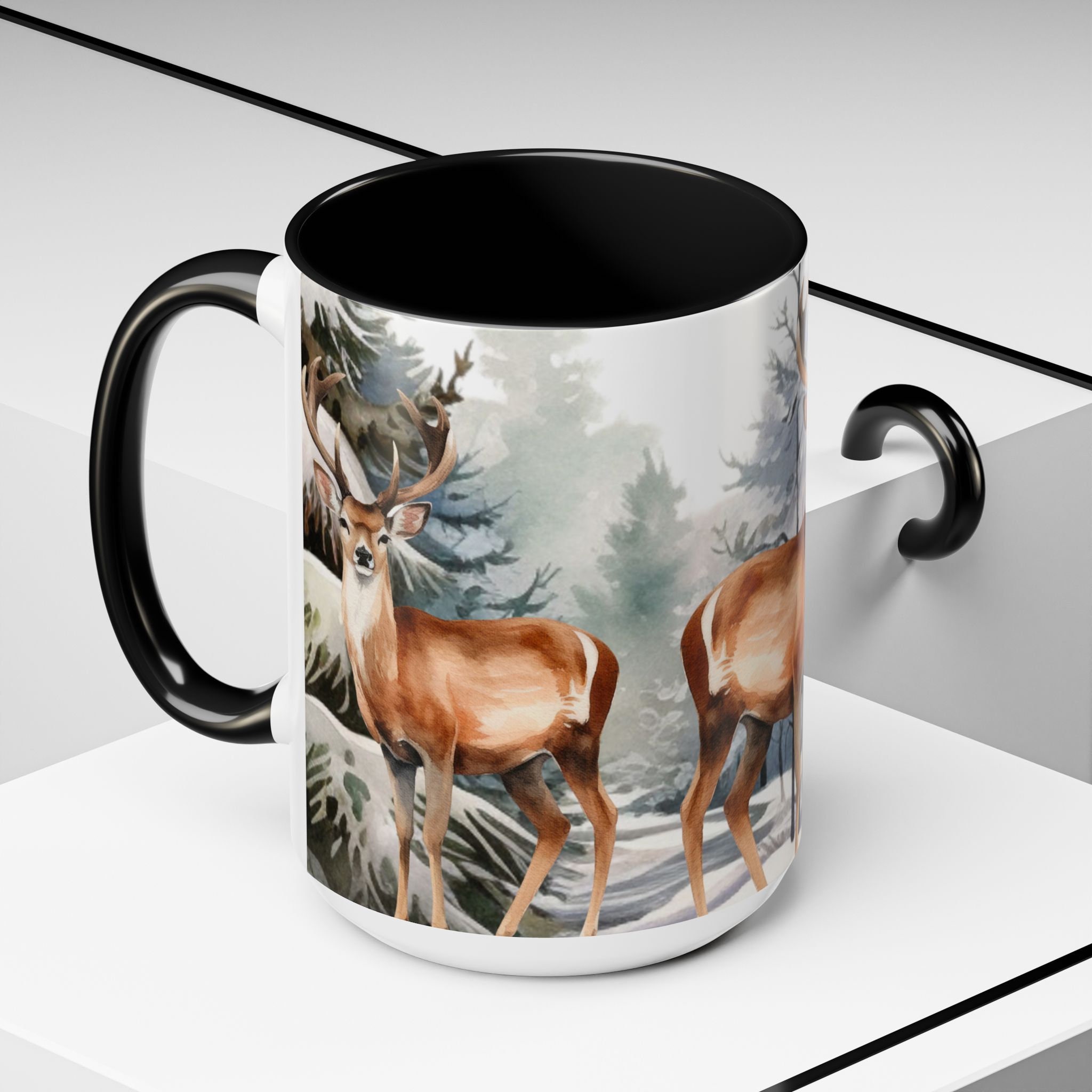 Buck Deer Mug, Hunter Winter Snow Wildlife Gift, Forest Animal Mountain ...
