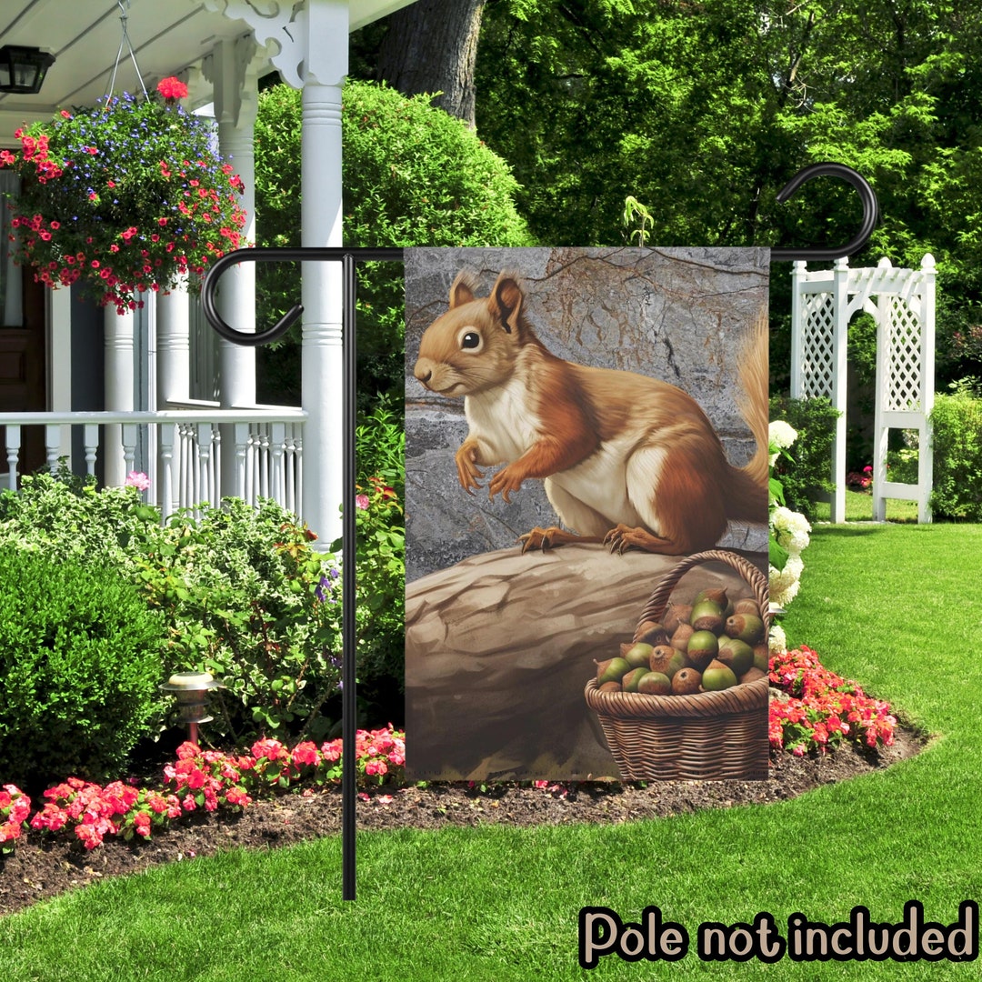 Rustic Squirrel Garden Flag, Forest Animal Wildlife Yard Banner ...