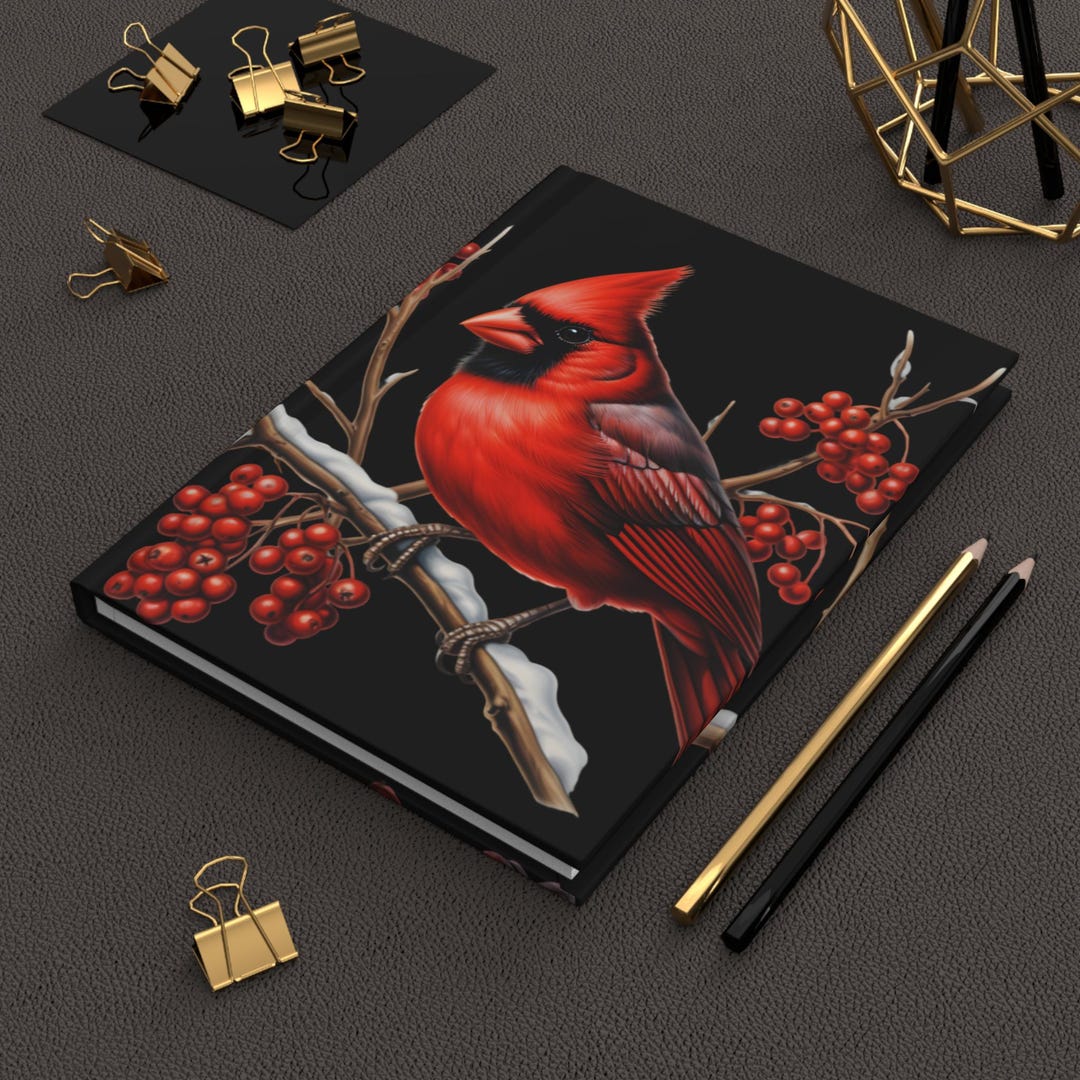 Cardinal Hardcover Journal, Red Bird Notebook Winter Wildlife Journal ...