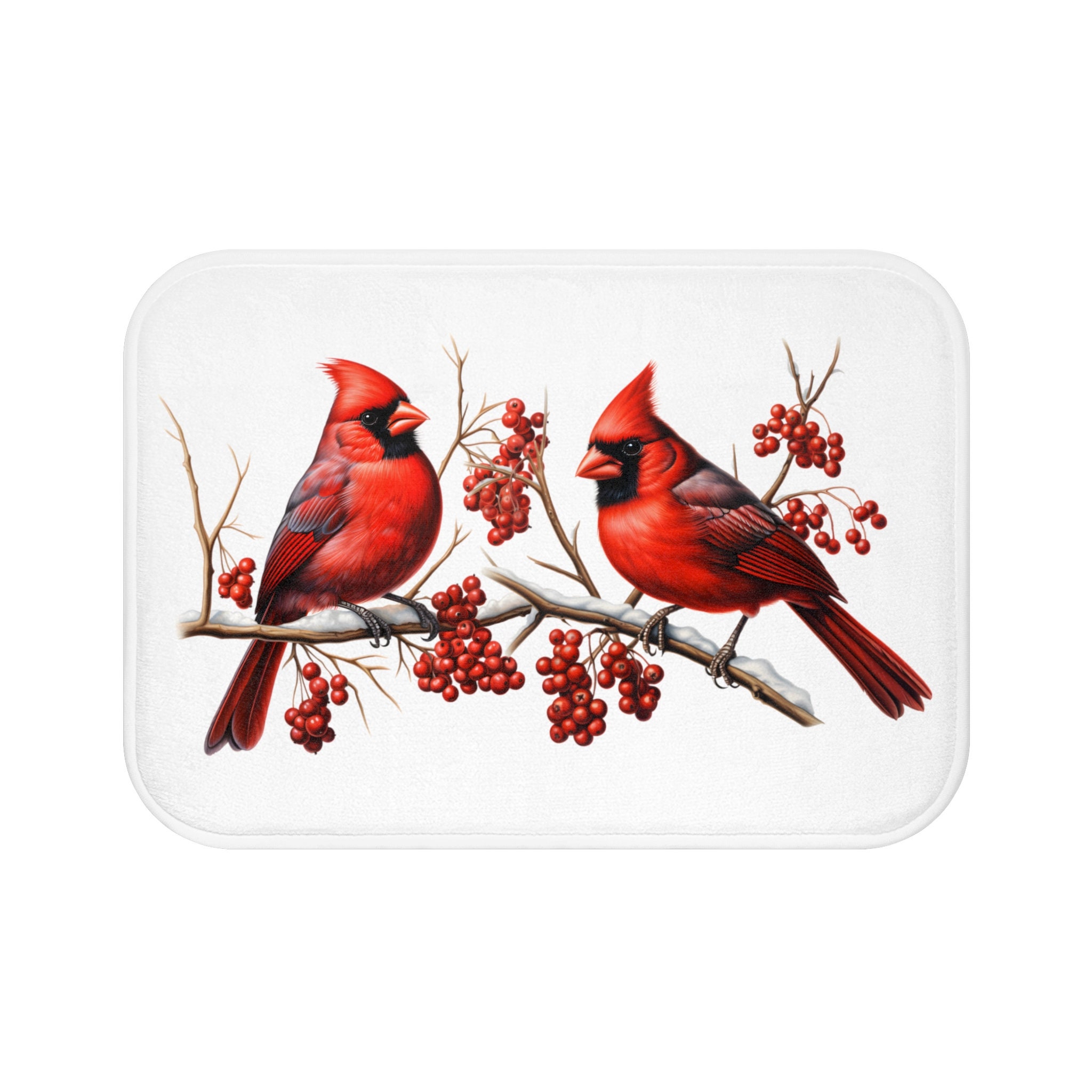 Cardinal Bird Bathmat, Wildlife Bathroom Home Decor, Animal Room Accent ...