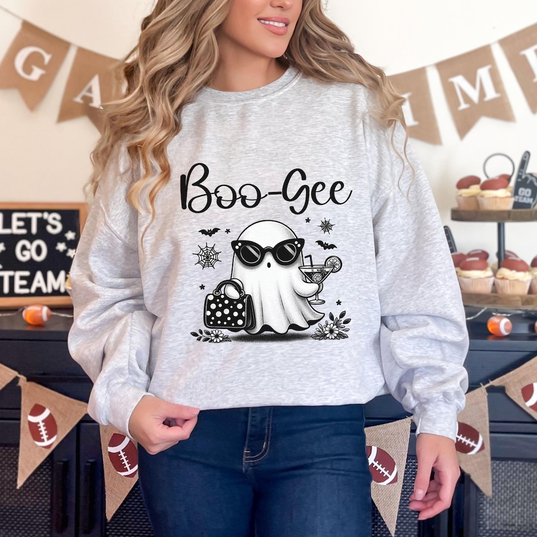 Boo-gee Halloween Sweatshirt, Ladies Autumn Cozy Holiday Clothing ...