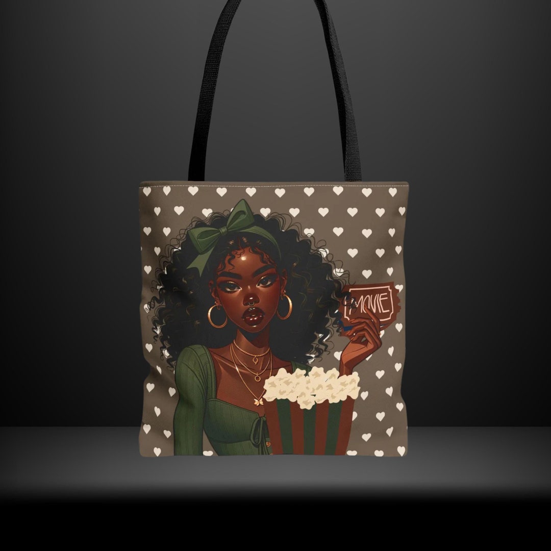 Black Girl Movie Buff Tote Bag, Glam Movie Night Valentine's Day Gift ...
