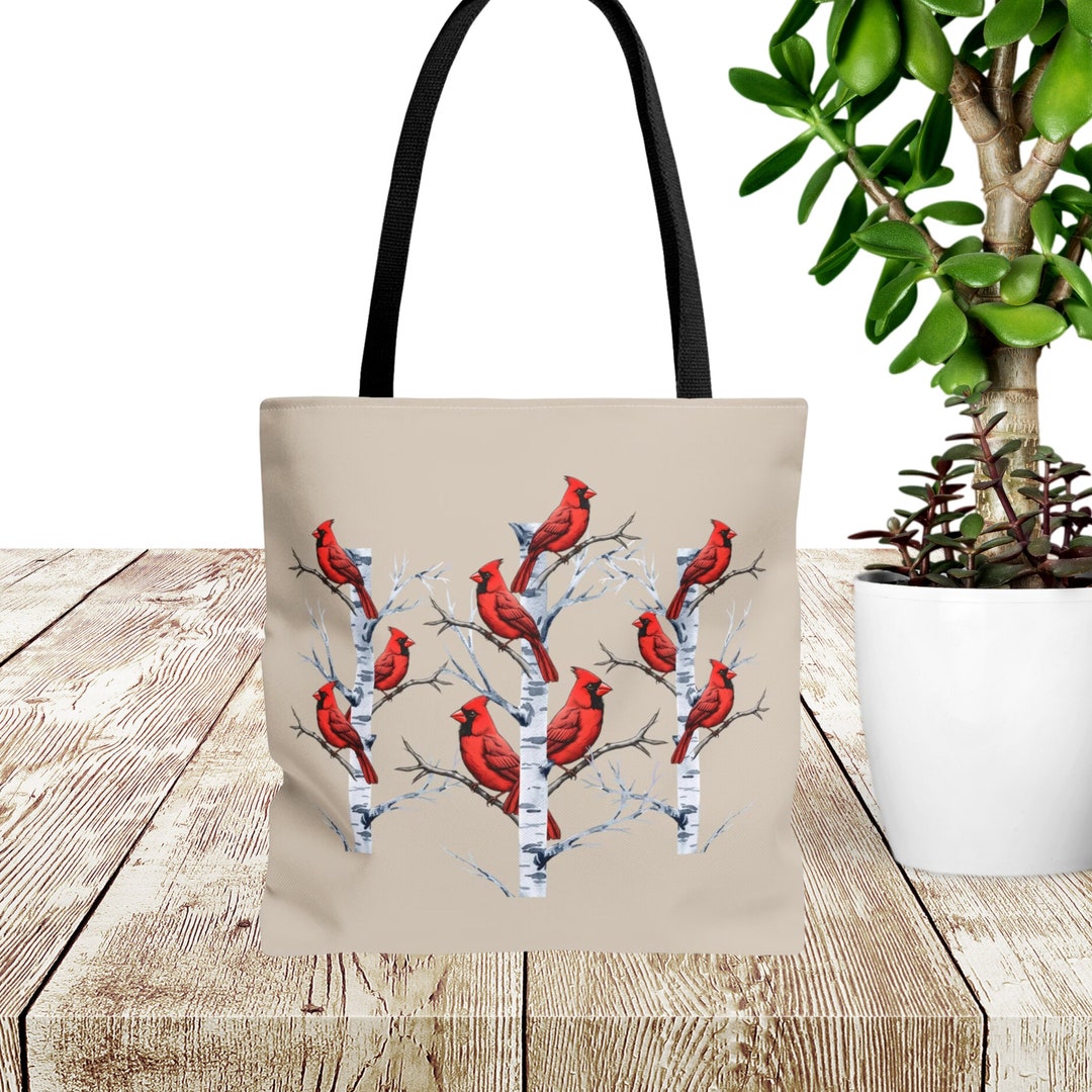 Cardinal Bird Tote Bag, Wildlife Forest Animal Bookbag, Red Bird Travel ...