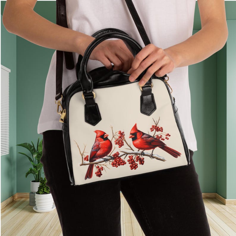 Cardinal Shoulder Bag, Elegant Red Winter Bird Purse - Etsy