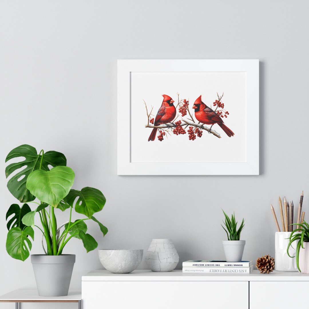 Cardinal Birds Wall Decor, Red Bird Room Decor, Livingroom Wildlife Art ...