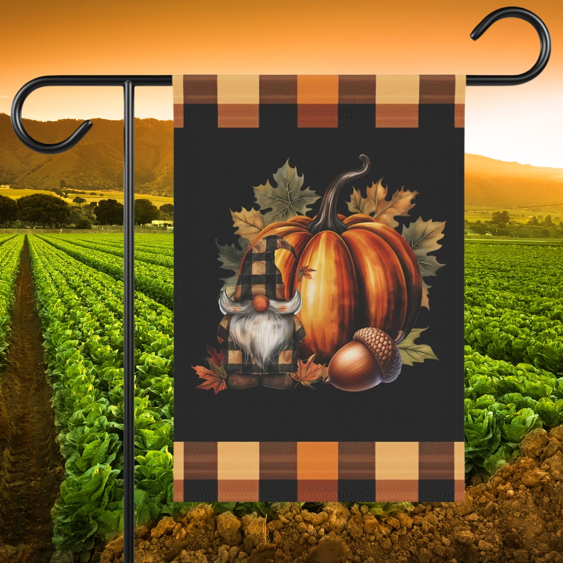 Autumn Gnome Pumpkin Yard Flag, Outdoor Lawn Home Decor Fall Porch ...