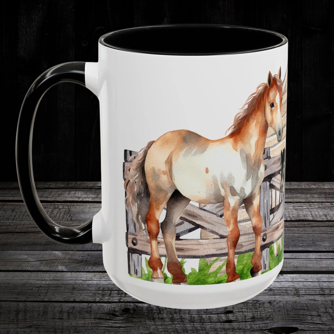 Horse Ranch Mug, Country Western Farmcore Barnyard Drinkware Farmhouse ...
