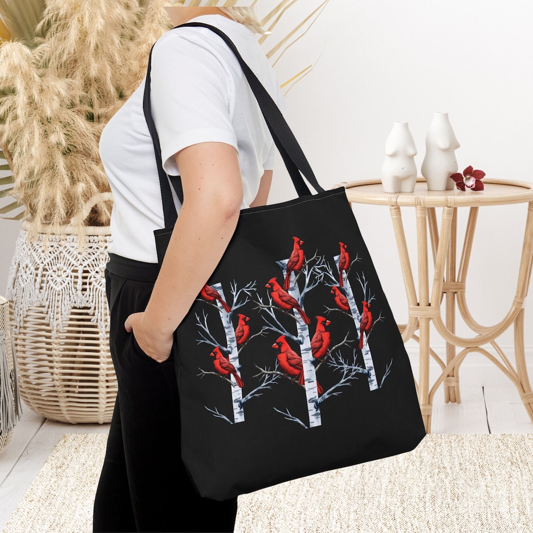 Cardinal Bird Tote Bag, Unisex Birdwatcher Gift Idea, Red Cardinal Bird ...