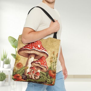 Cottagecore Mushroom Tote Bag, Cottage Core Book Bag Gift for Her, Work ...