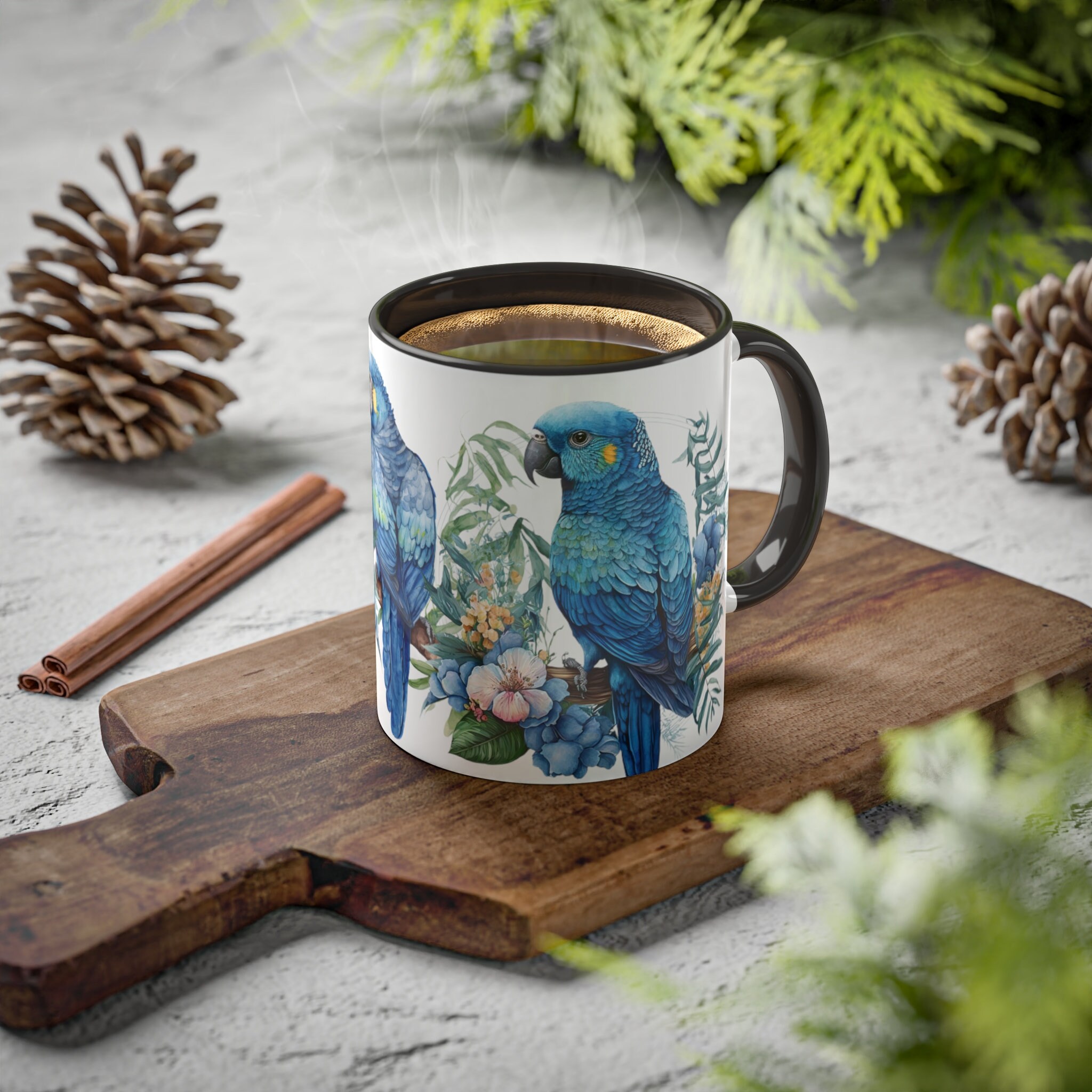 Blue Parrot Bird Mug, Parrot Bird Home Decor, Wildlife Kitchen Dishes ...
