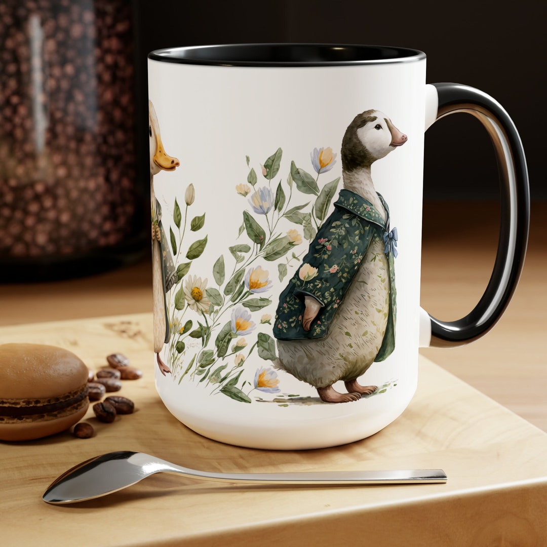 Cottagecore Duck Mug, Large Cottage Core Coffee Cup, Wildflower ...