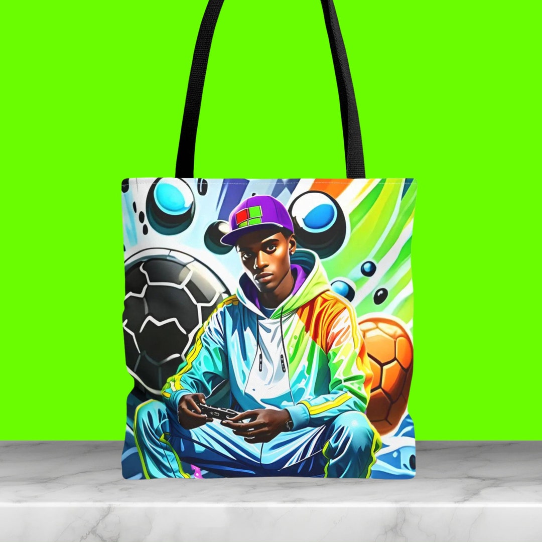 Gaming Tote Bag, Black Man Gamer Gift Idea, Unique Party Favor Door ...